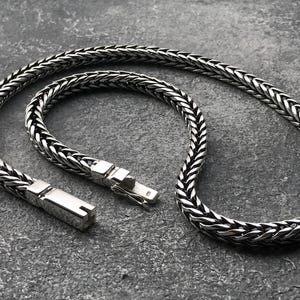925' Mens Foxtail Silver Necklace, Mens Foxtail Chain, 925' Sterling ...
