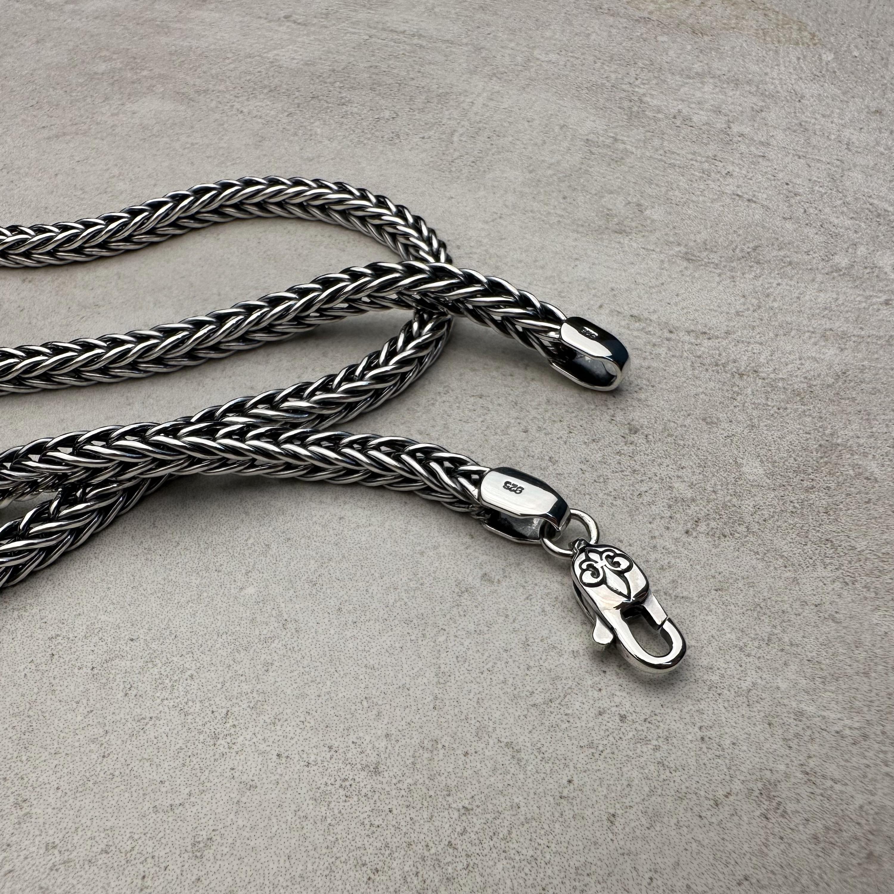 Mens Foxtail Silver Necklace, Mens Foxtail Chain, Womens Silver ...