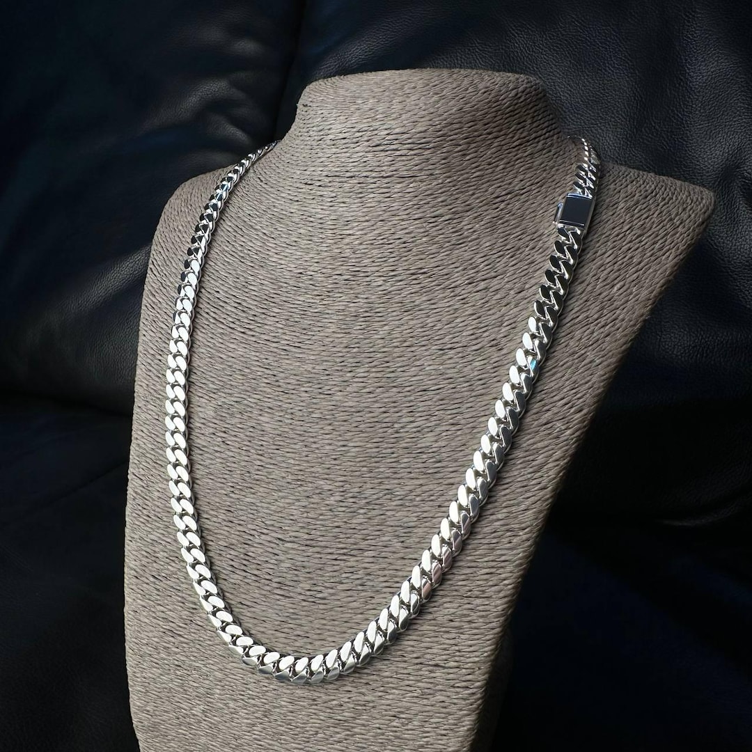 Cuban Link Sterling Silver Chain Necklace - 8mm Mens Jewelry - Etsy