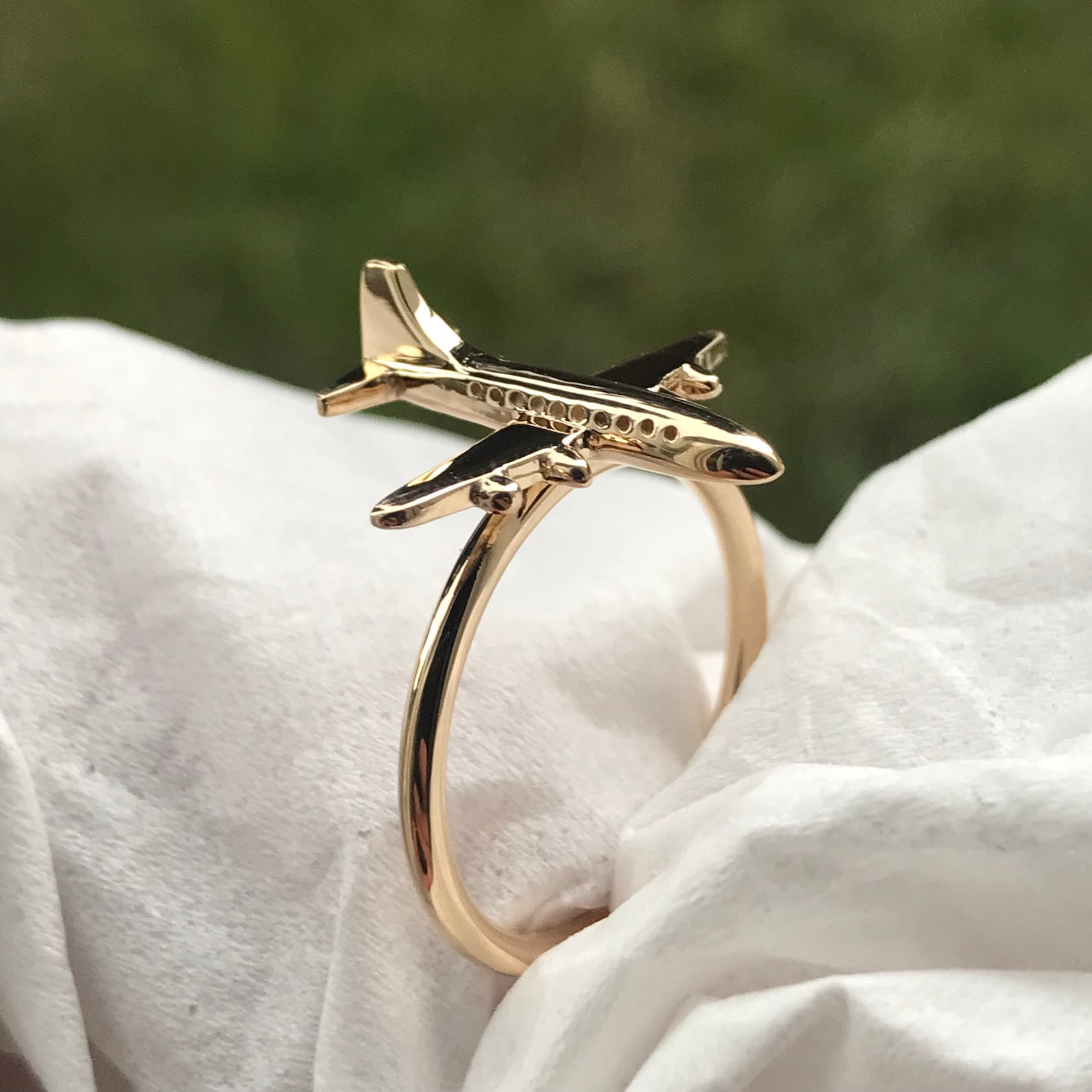 Airplane Ring 14k Gold Airplane Ring Gold Ring Plane 14k - Etsy