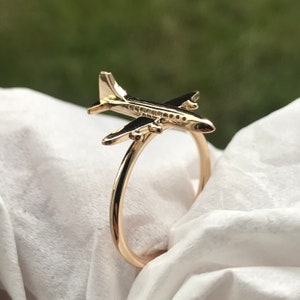 Airplane Ring, 14k Gold Airplane Ring, Gold Ring, Plane 14k Gold Ring ...