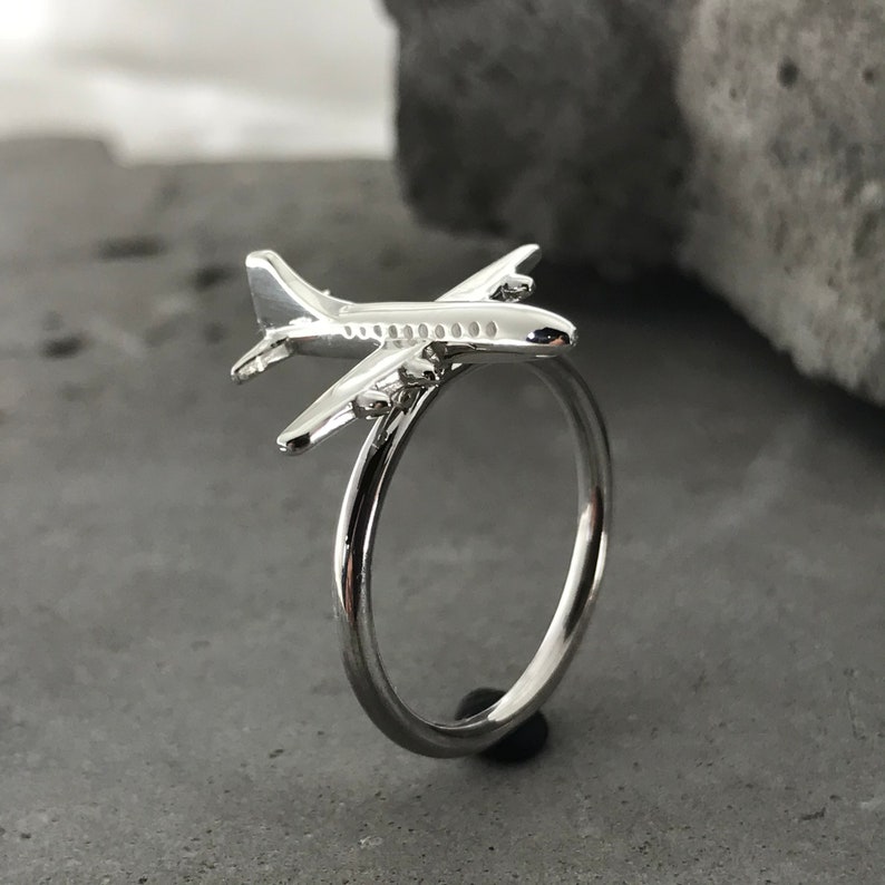 Airplane Ring Silver Airplane Ring Silver Ring Travel Ring | Etsy