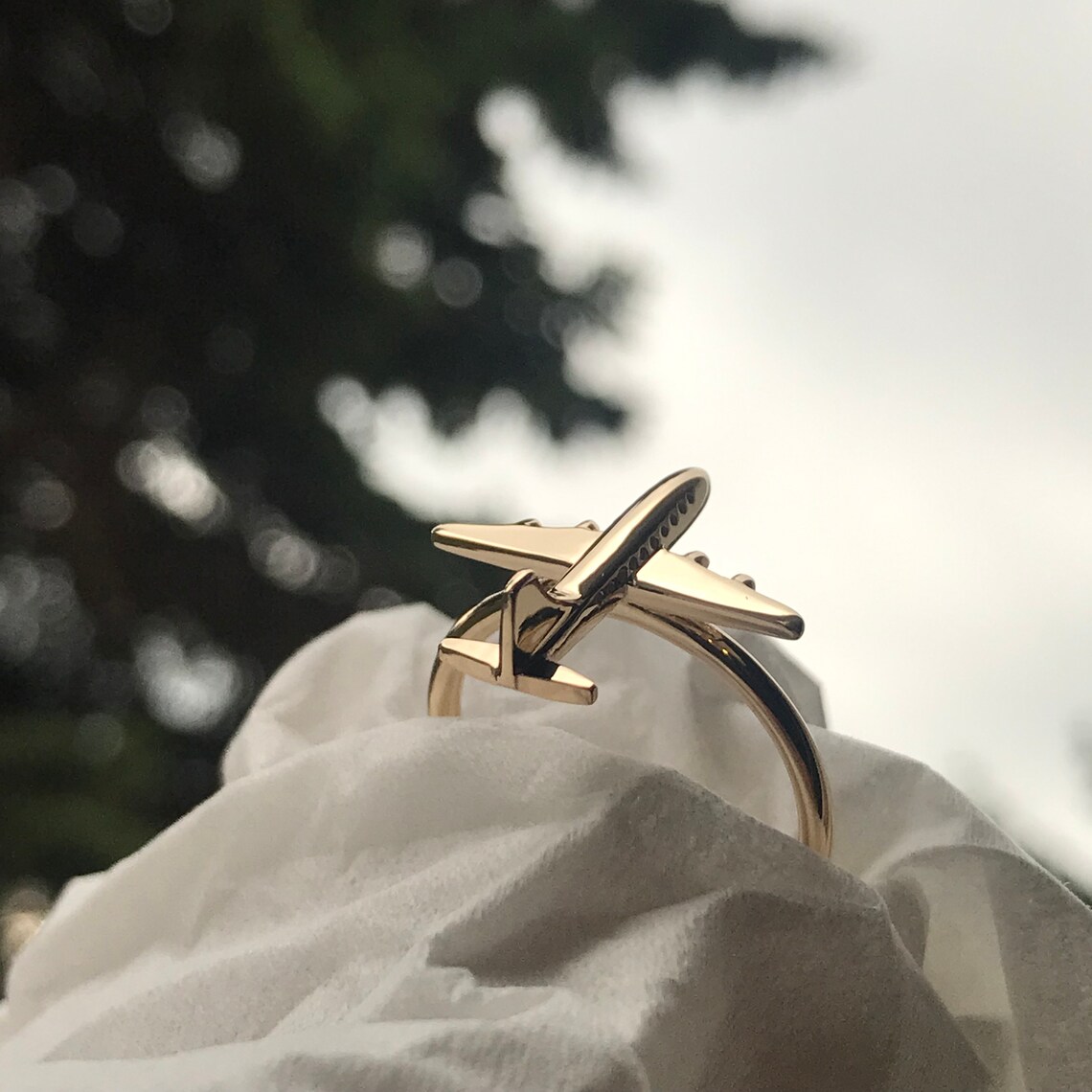 Airplane Ring 14k Gold Airplane Ring Gold Ring Plane 14k | Etsy