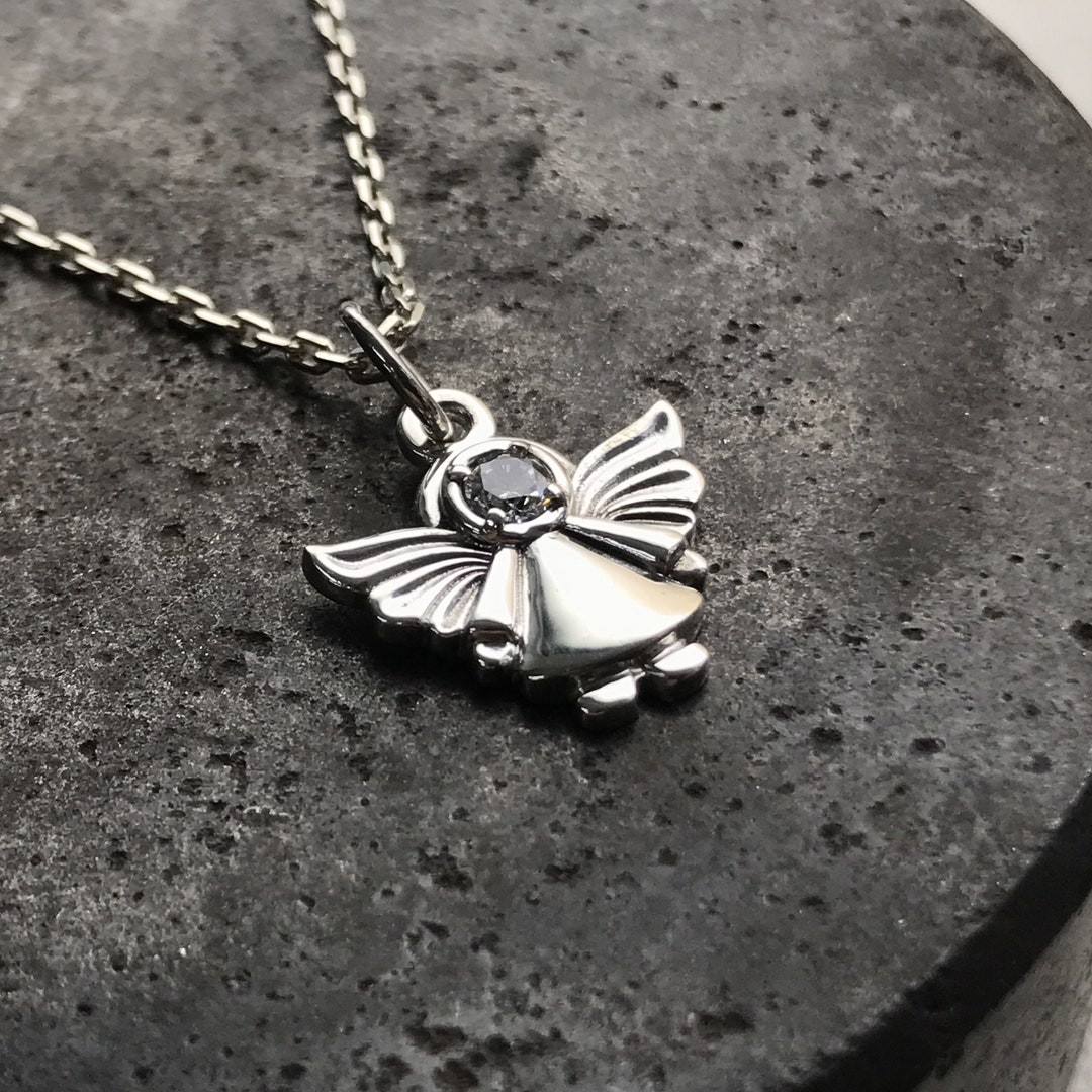 Sterling Silver Angel Pendant: Guardian Charm Necklace - Etsy