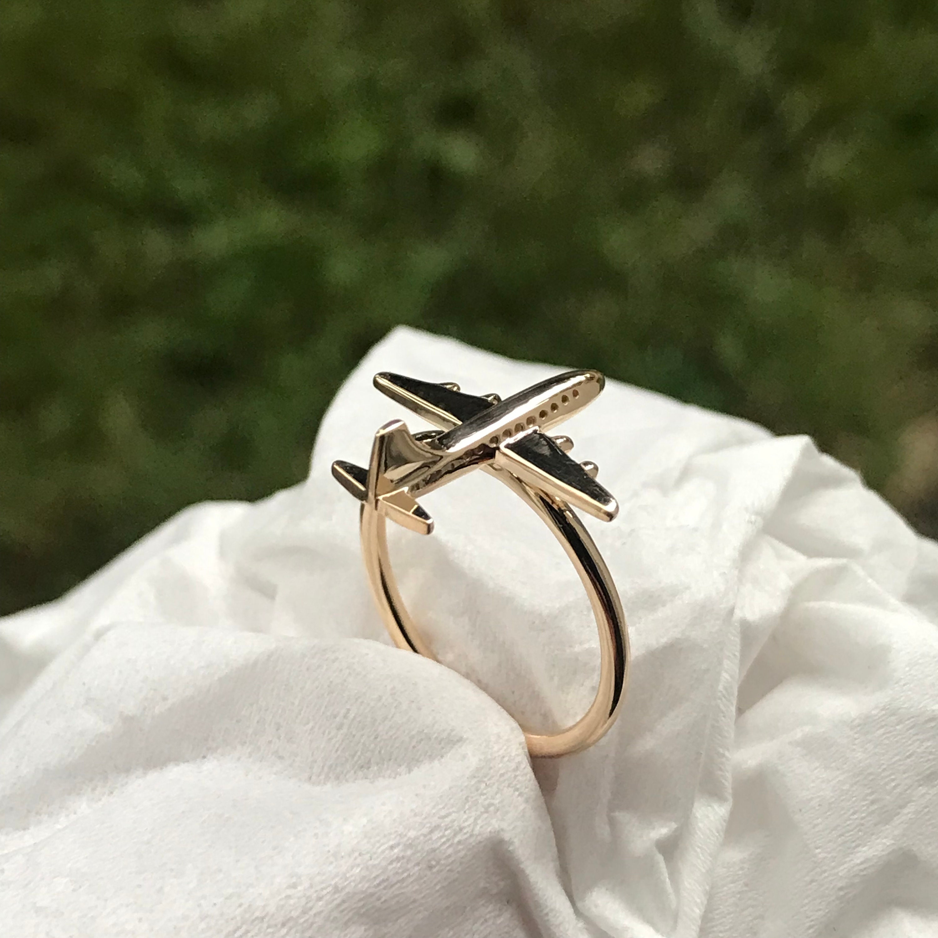 Airplane Ring 14k Gold Airplane Ring Gold Ring Plane 14k | Etsy