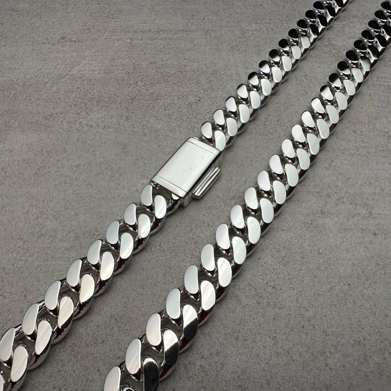 Cuban Link Sterling Silver Chain Necklace - 8mm Mens Jewelry - Etsy