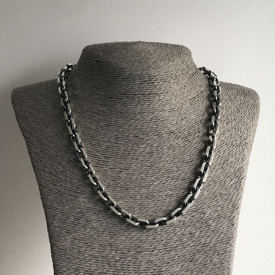 Men's Anchor Chain, 925'sterling Silver Men Necklace, Men's Silver ...