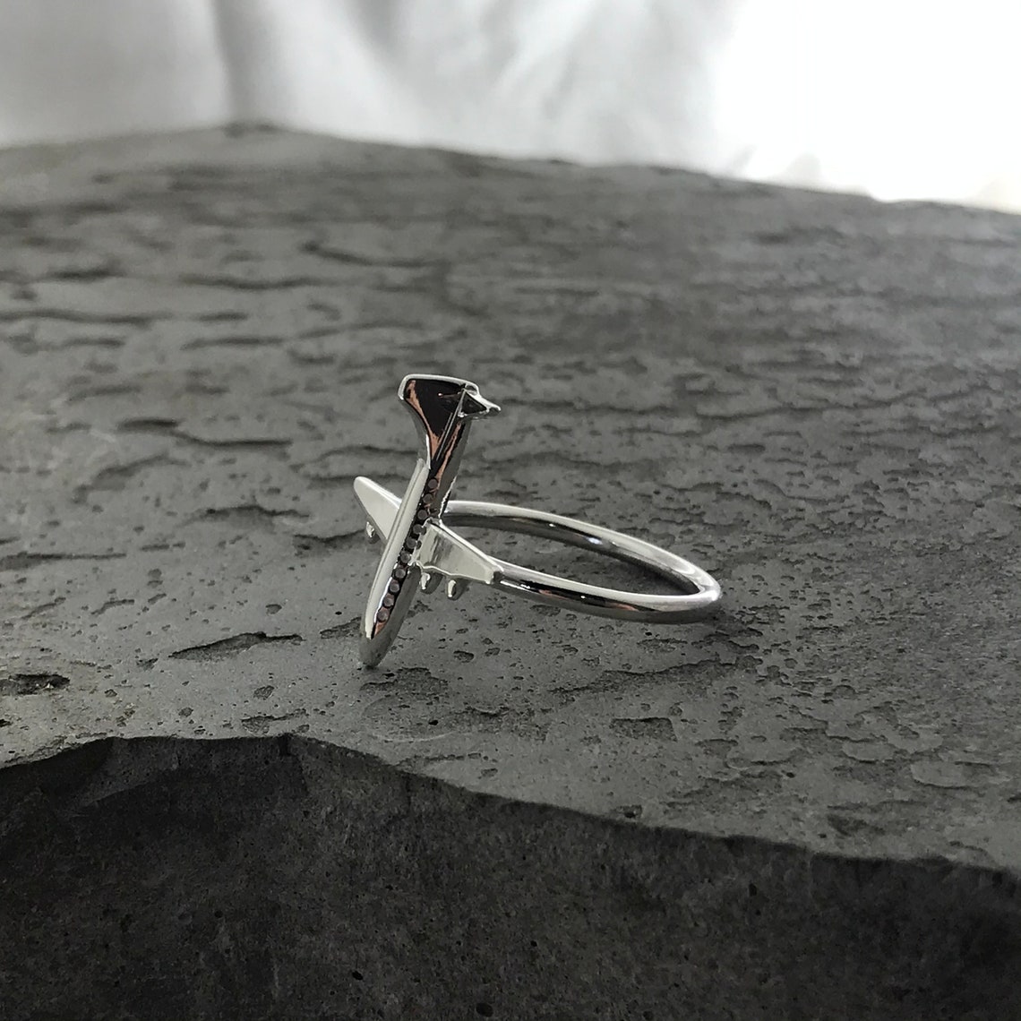 Sterling Silver Airplane Ring: Aviation Travel Jewelry Gift - Etsy