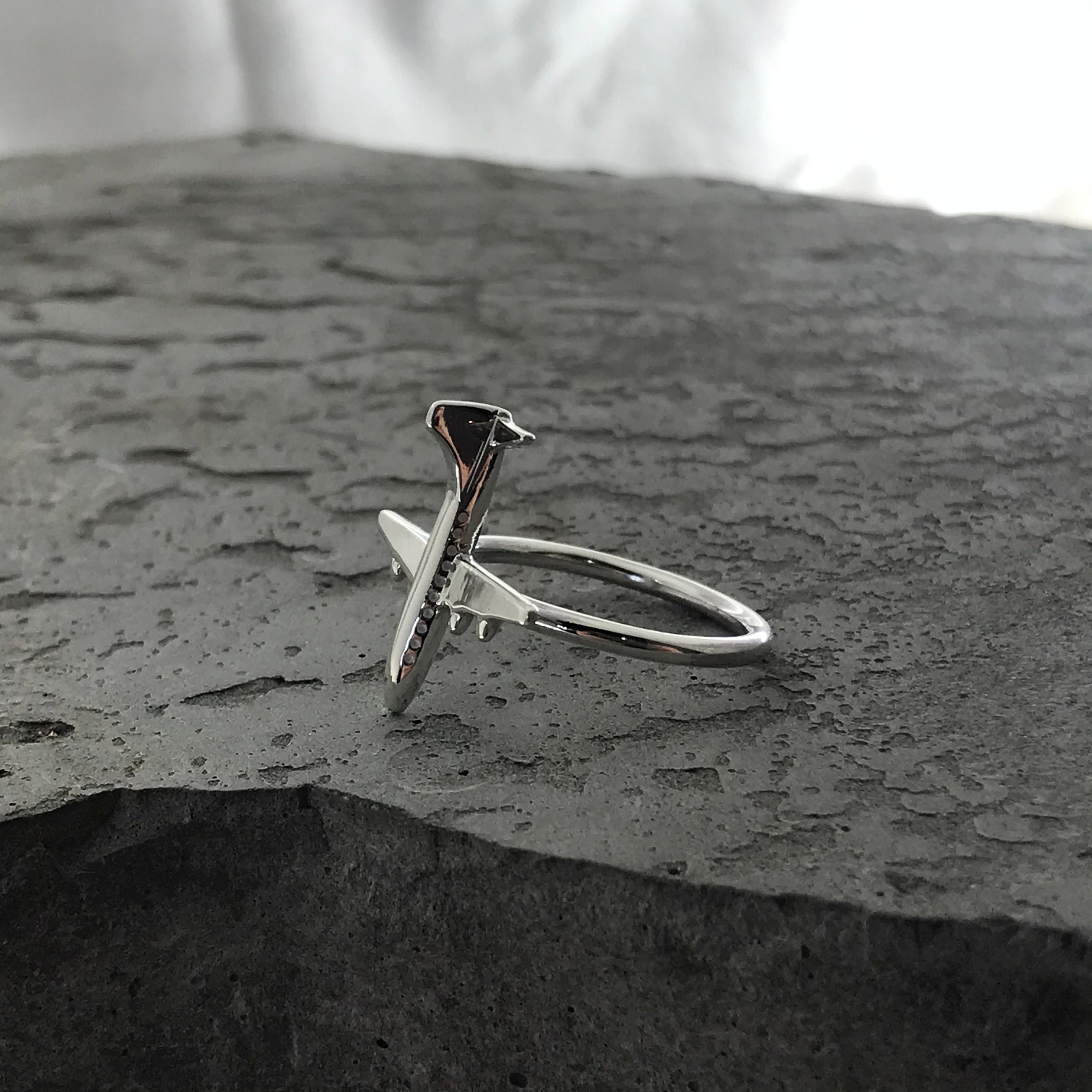 Airplane Ring Silver Airplane Ring Silver Ring Travel Ring | Etsy