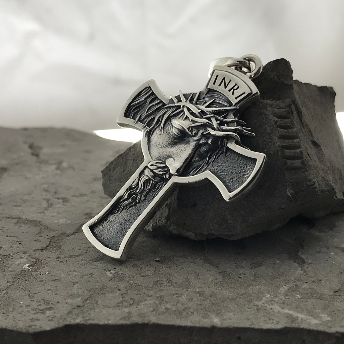 Handmade Oxidized Sterling Silver Jesus Crucifix Pendant - Etsy