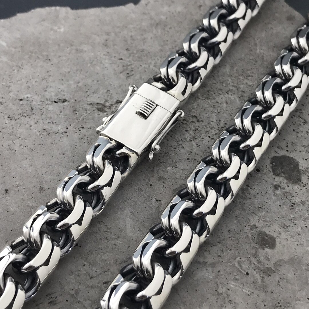 Men Sterling Silver Necklace, 925 Sterling Silver Chain, Oxidized ...