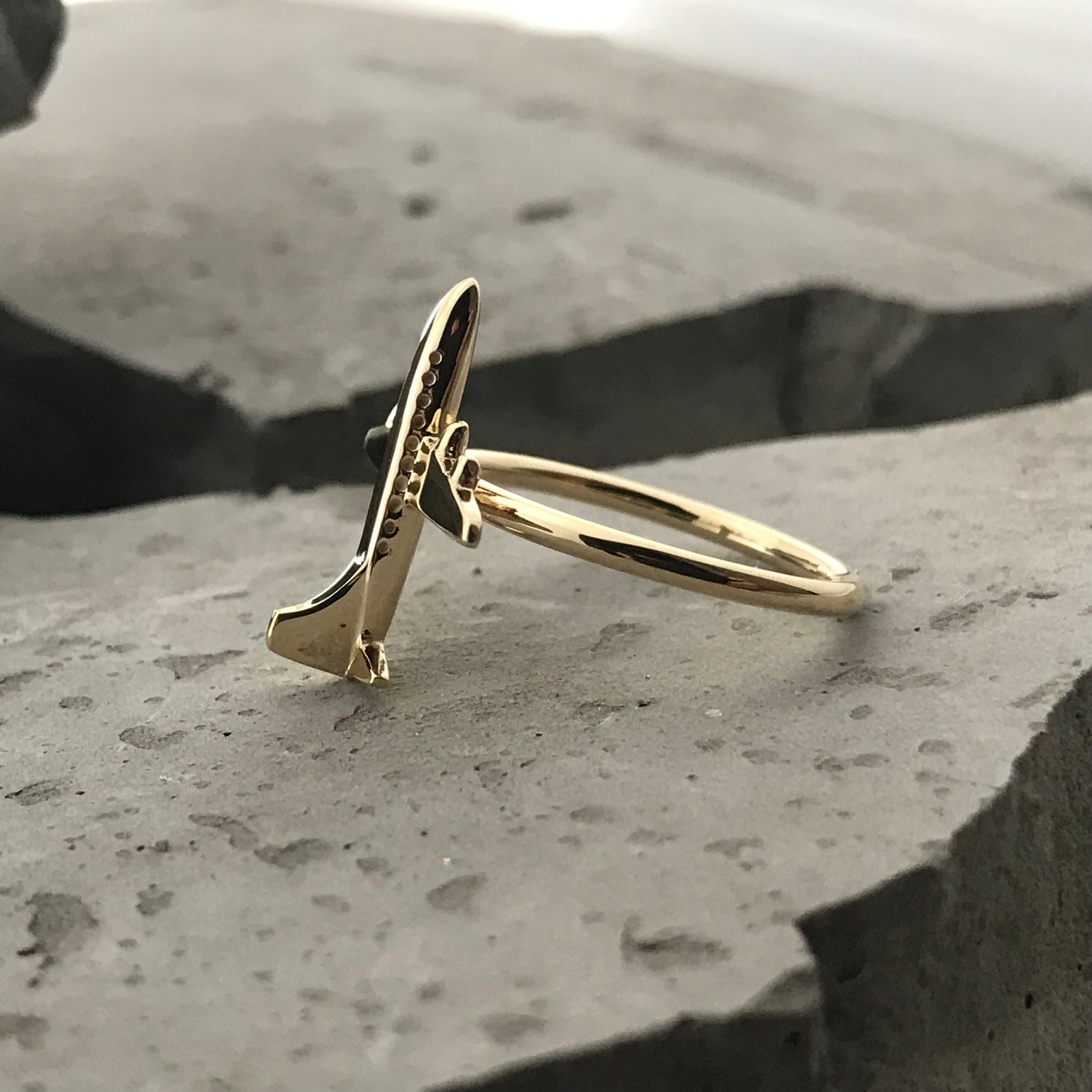 Airplane Ring 14k Gold Airplane Ring Gold Ring Plane 14k - Etsy