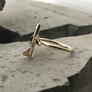 Airplane Ring, 14k Gold Airplane Ring, Gold Ring, Plane 14k Gold Ring ...