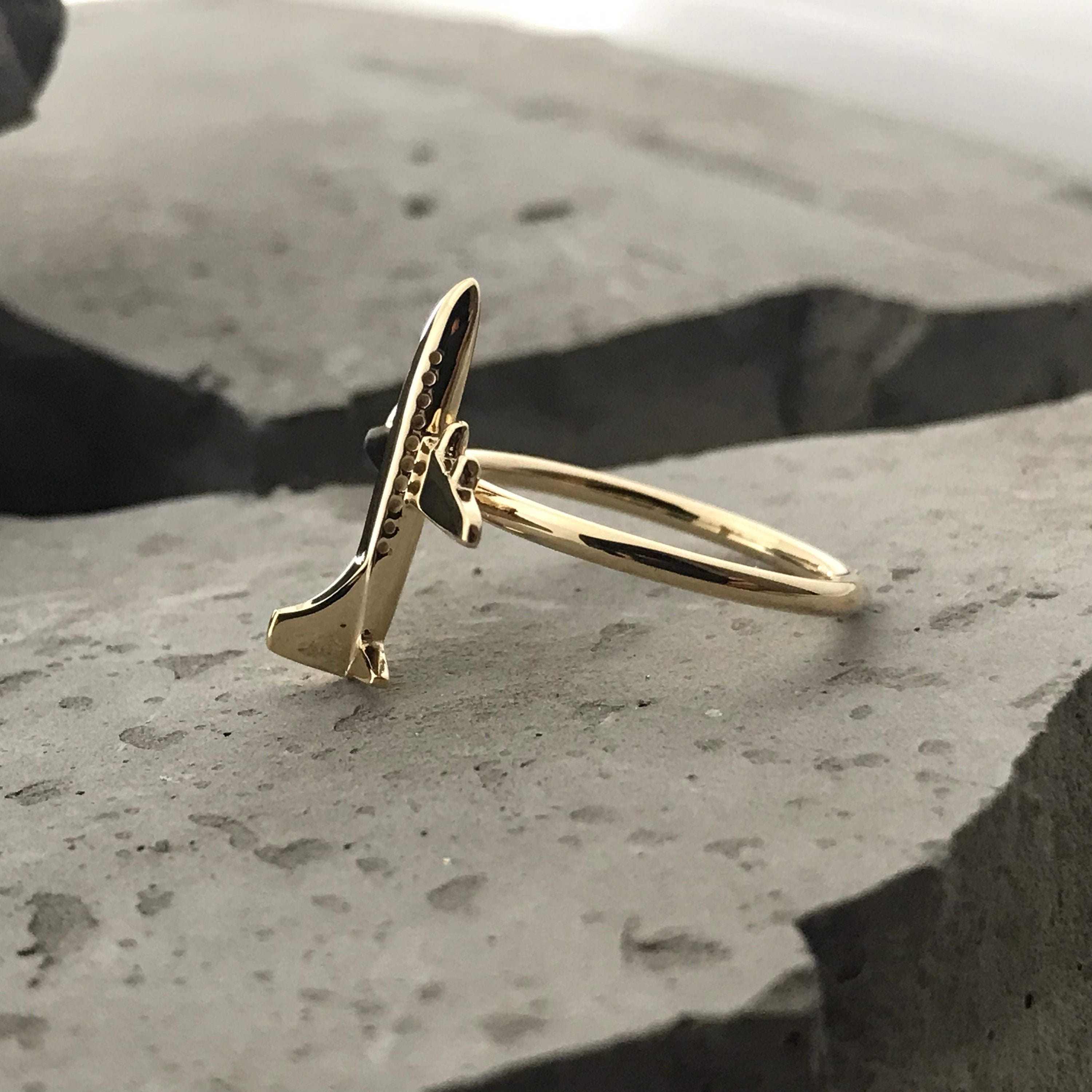 Airplane Ring 14k Gold Airplane Ring Gold Ring Plane 14k - Etsy