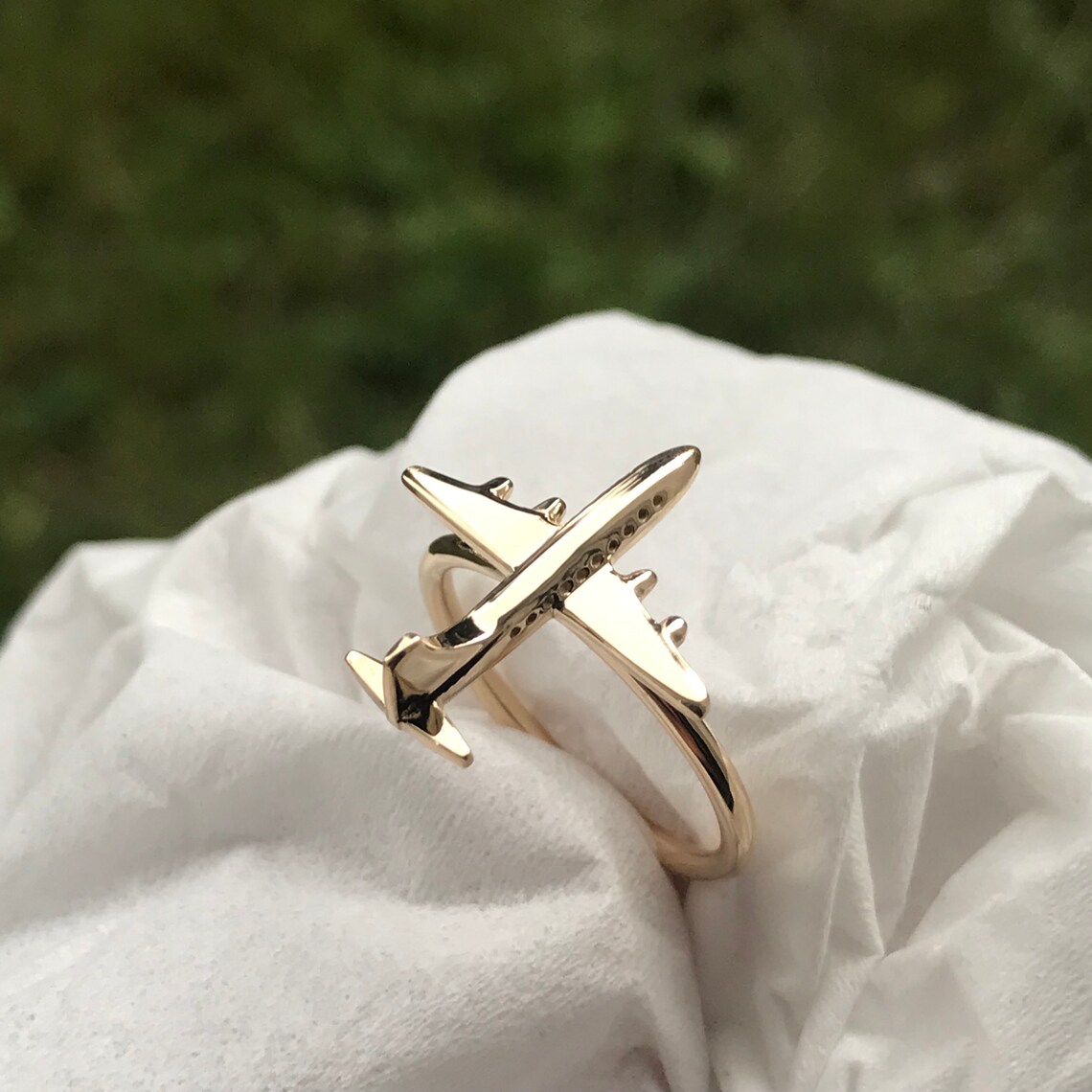 Airplane Ring 14k Gold Airplane Ring Gold Ring Plane 14k | Etsy