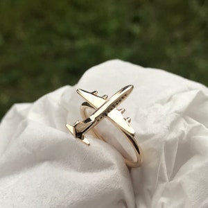 Airplane Ring, 14k Gold Airplane Ring, Gold Ring, Plane 14k Gold Ring ...