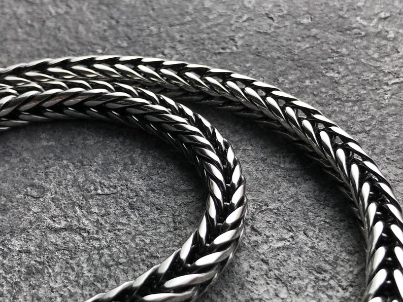 925' Mens Foxtail Silver Necklace, Mens Foxtail Chain, 925' Sterling ...