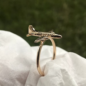 Airplane Ring, 14k Gold Airplane Ring, Gold Ring, Plane 14k Gold Ring ...