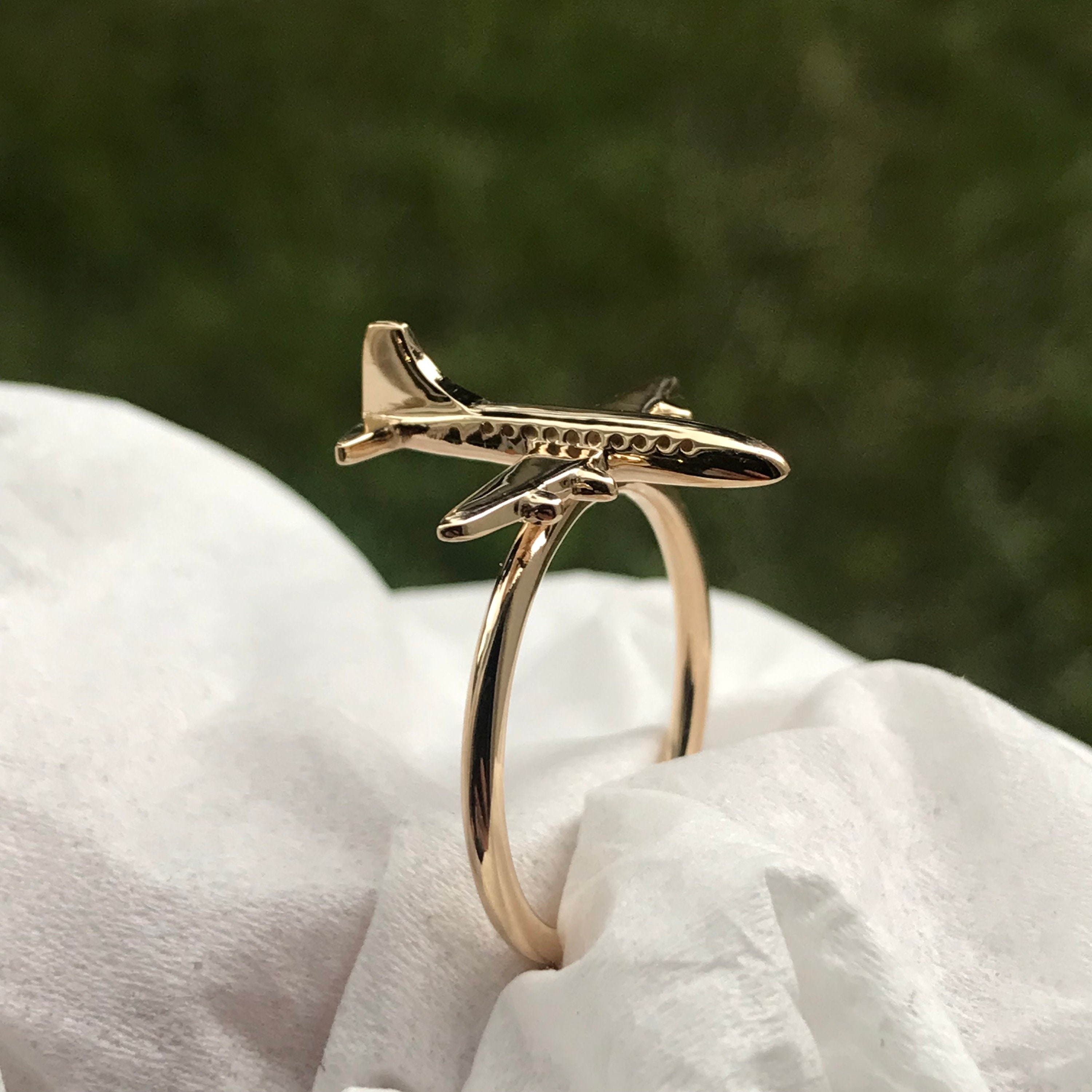Airplane Ring 14k Gold Airplane Ring Gold Ring Plane 14k | Etsy