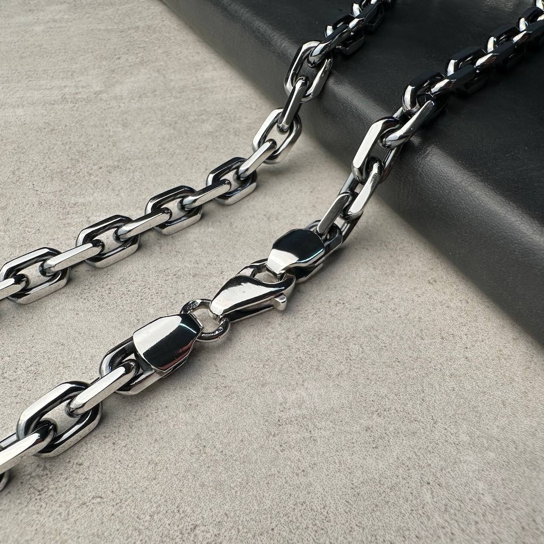 Men's Anchor Chain, 925'sterling Silver Men Necklace, Men's Silver ...