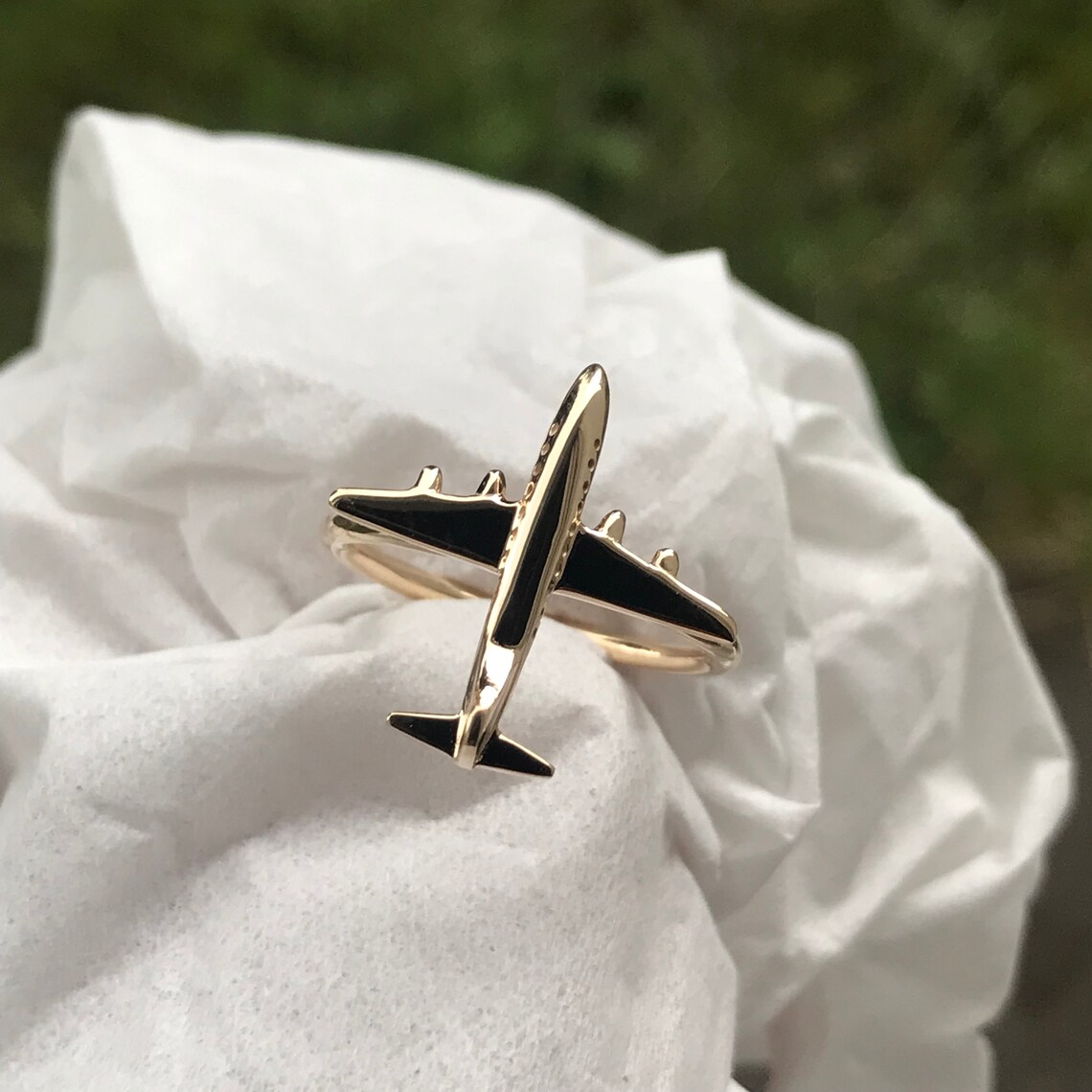 Airplane Ring 14k Gold Airplane Ring Gold Ring Plane 14k | Etsy
