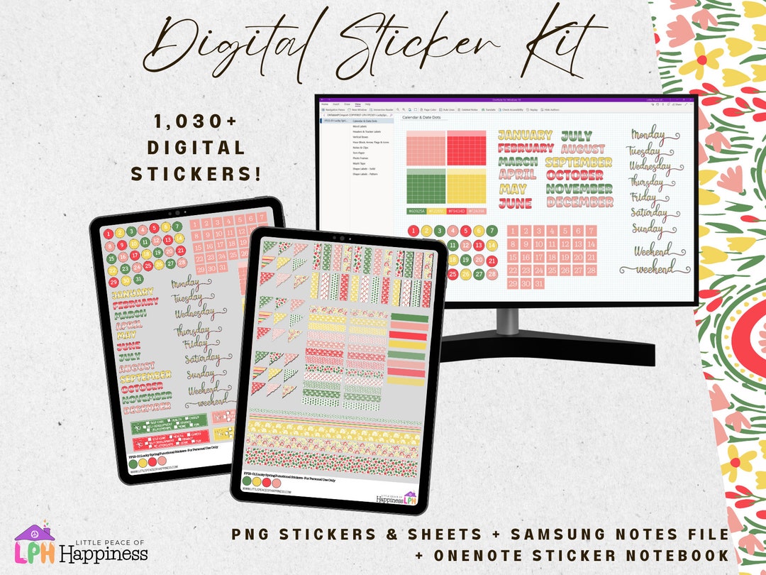 Digital Planner Stickers Boho Rainbow Spring Scrapbook Journal Samsung ...