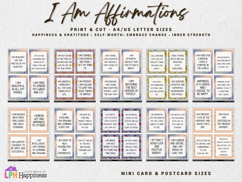 Cute Affirmation Cards Printable Vision Board Inspirational Dashboard ...