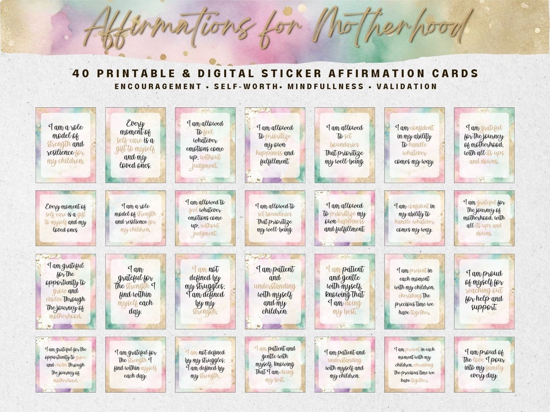 Mom Affirmation Card Printable Watercolor | Digital Positive Sayings ...