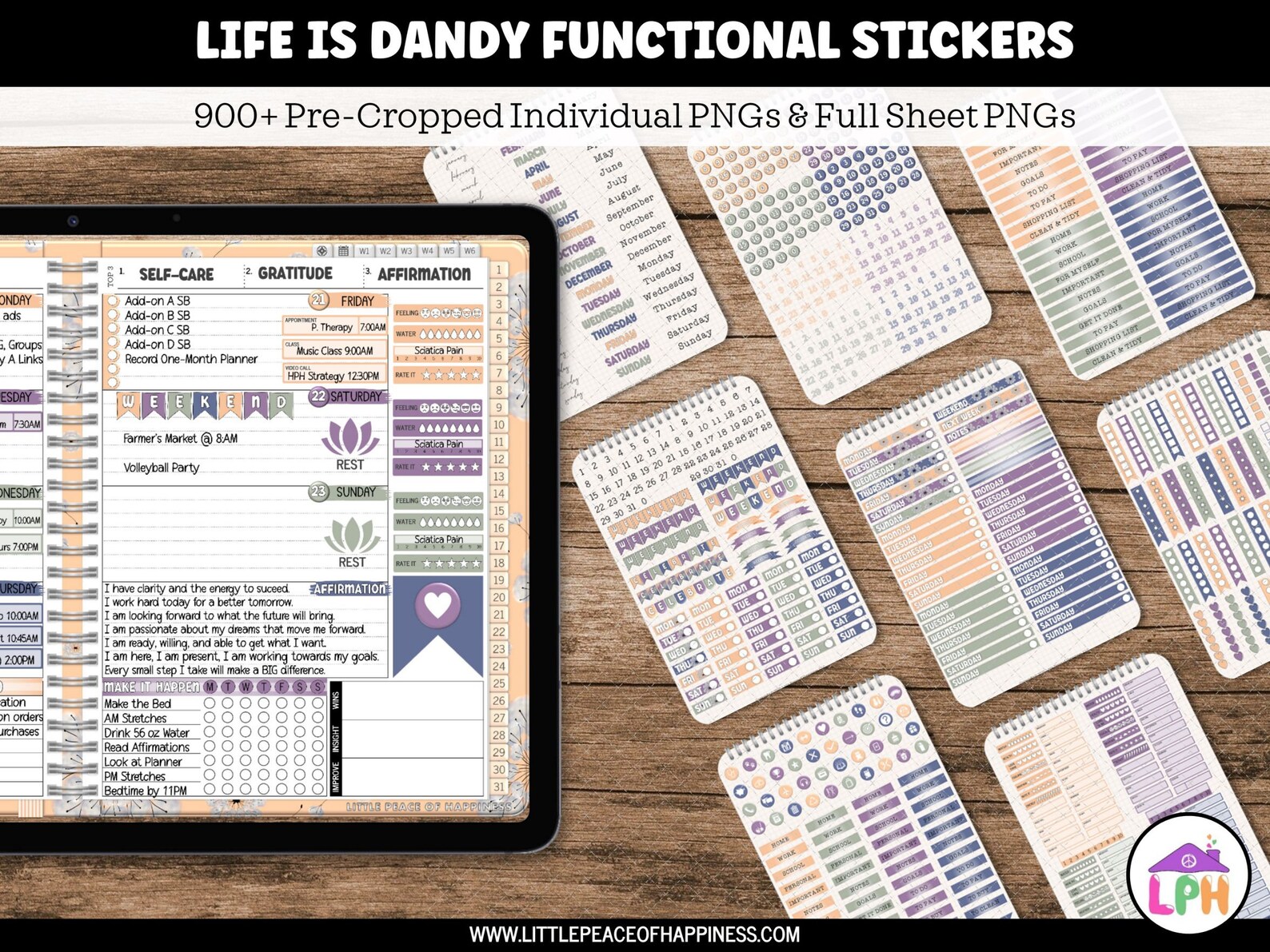 Life is Dandy Functional Digital Stickers Pre-cropped PNG Files With ...