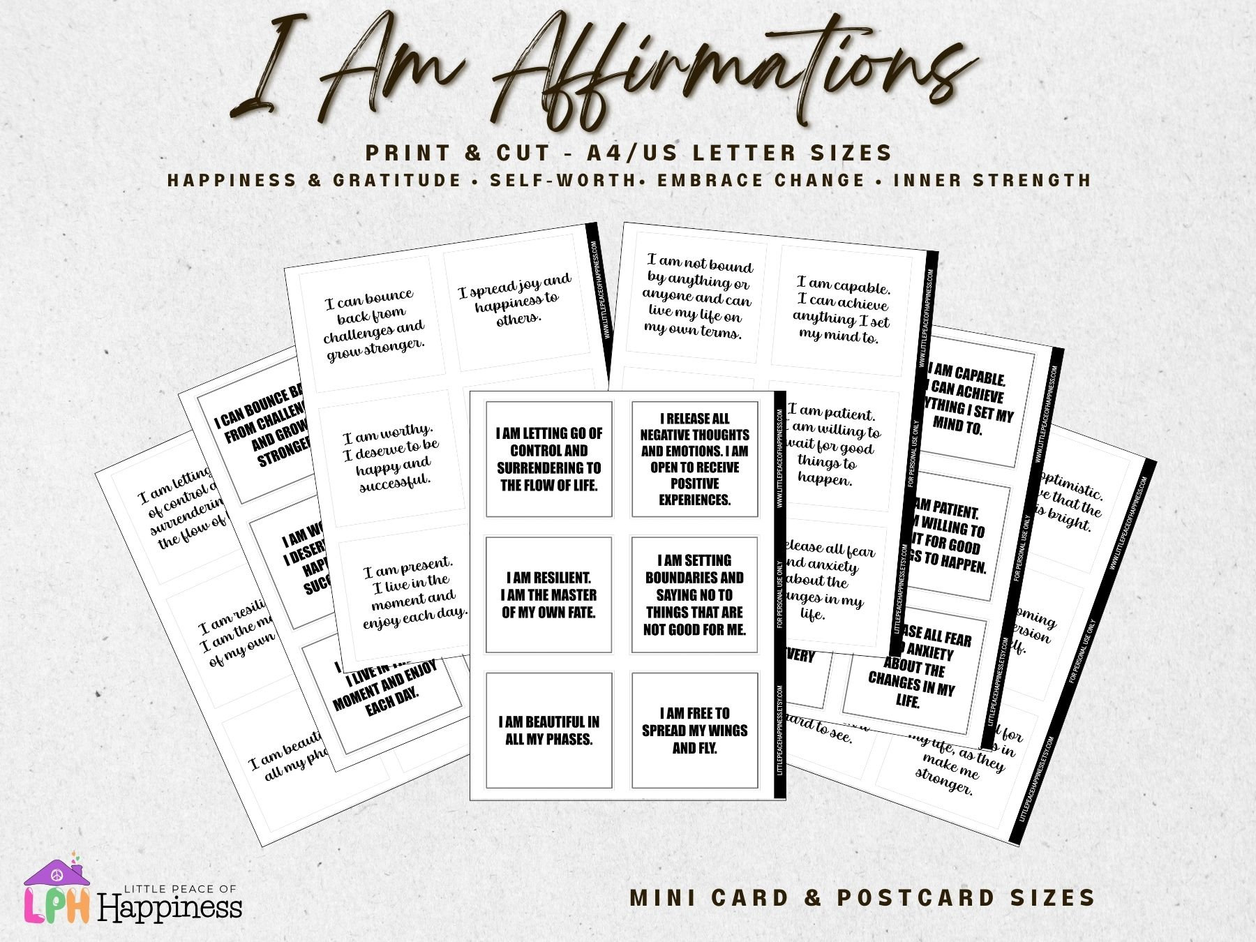 Black White Affirmation Cards Printable Vision Board Dashboard Décor ...