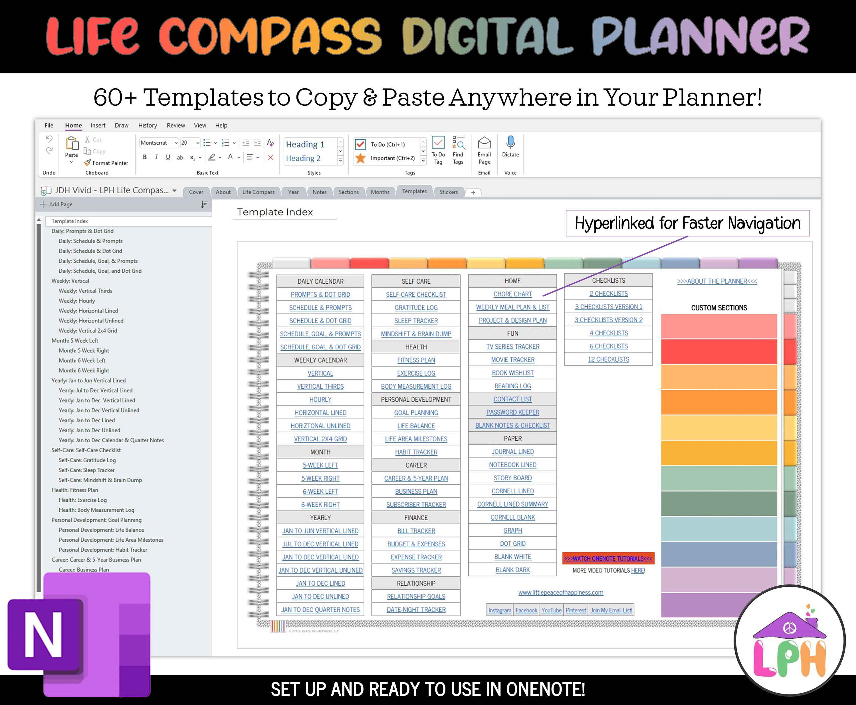 Rainbow Digital Onenote Planner Undated Onenote Template Digital ...
