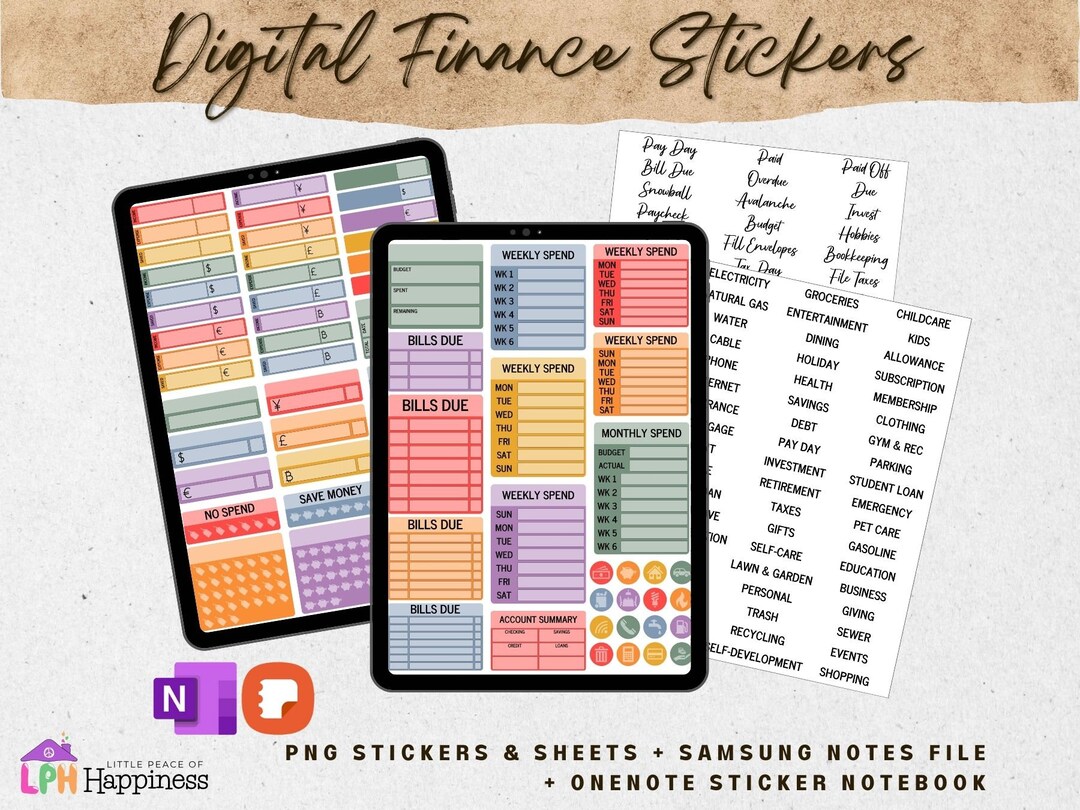Financial Planner Budget Stickers, Rainbow Digital Sticker, Finance ...