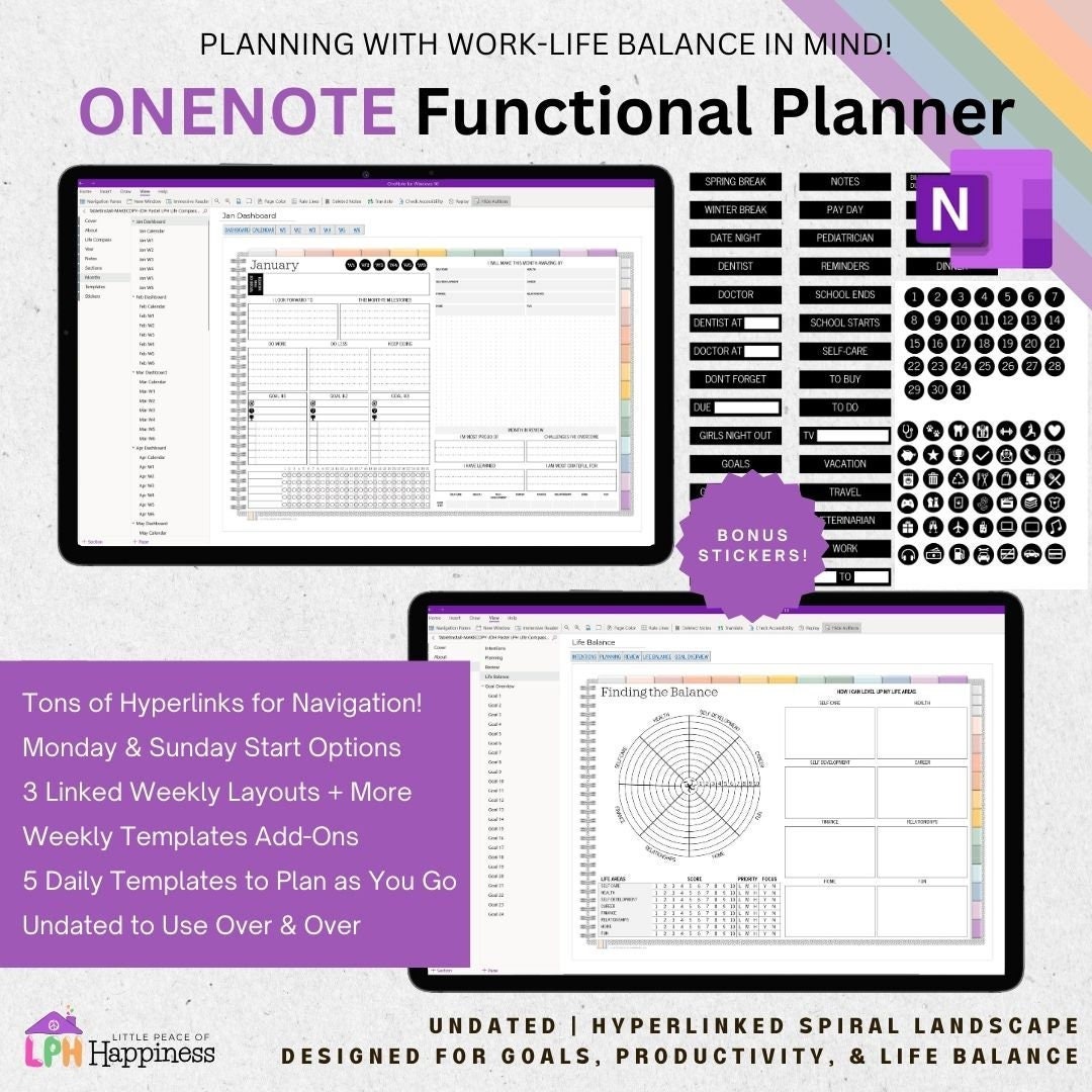 Pastel Digital Onenote Planner Undated | Onenote Template Digital ...