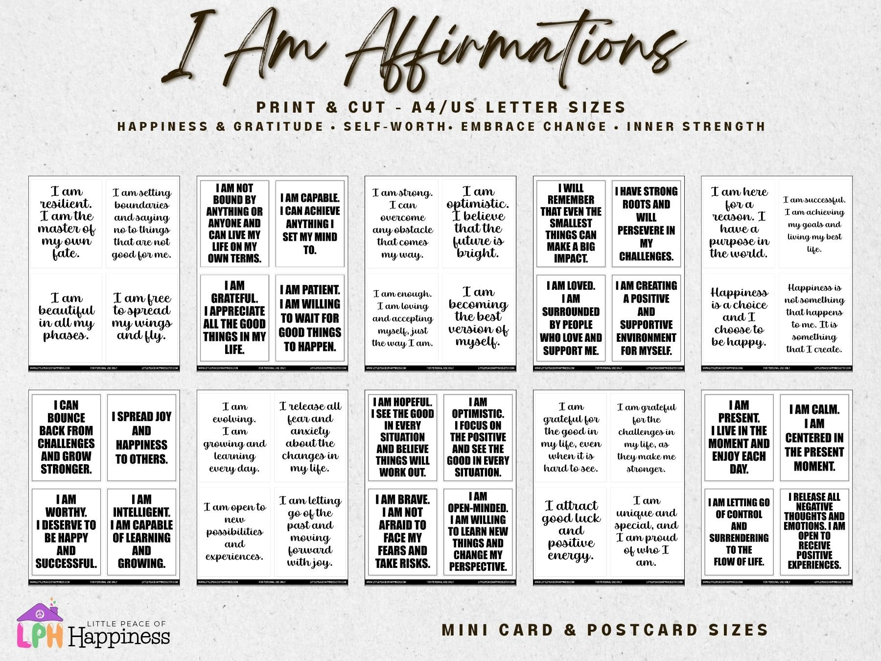 Black White Affirmation Cards Printable Vision Board Dashboard Décor ...
