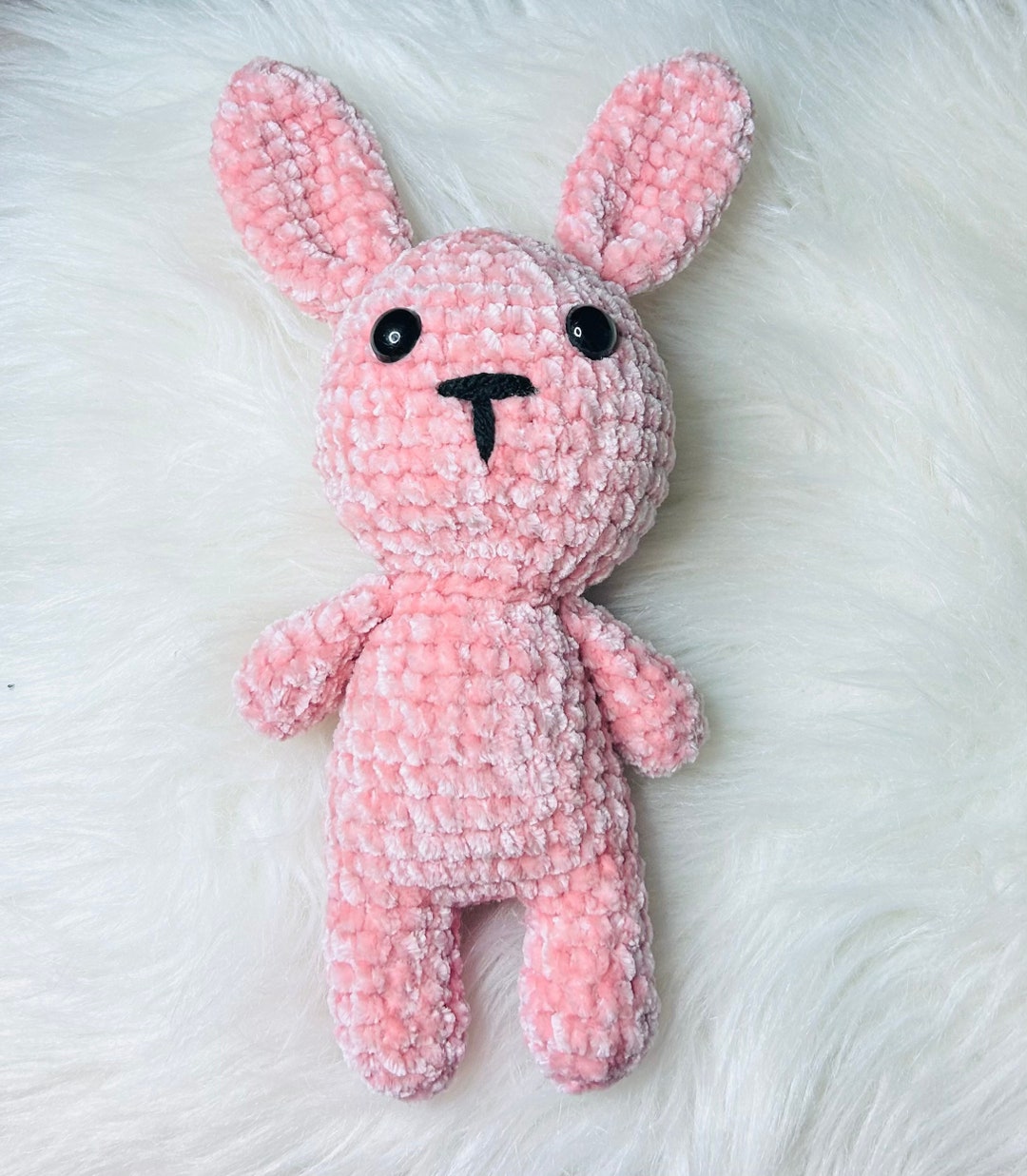 Crocheted Pink Bunny Plushie - Etsy