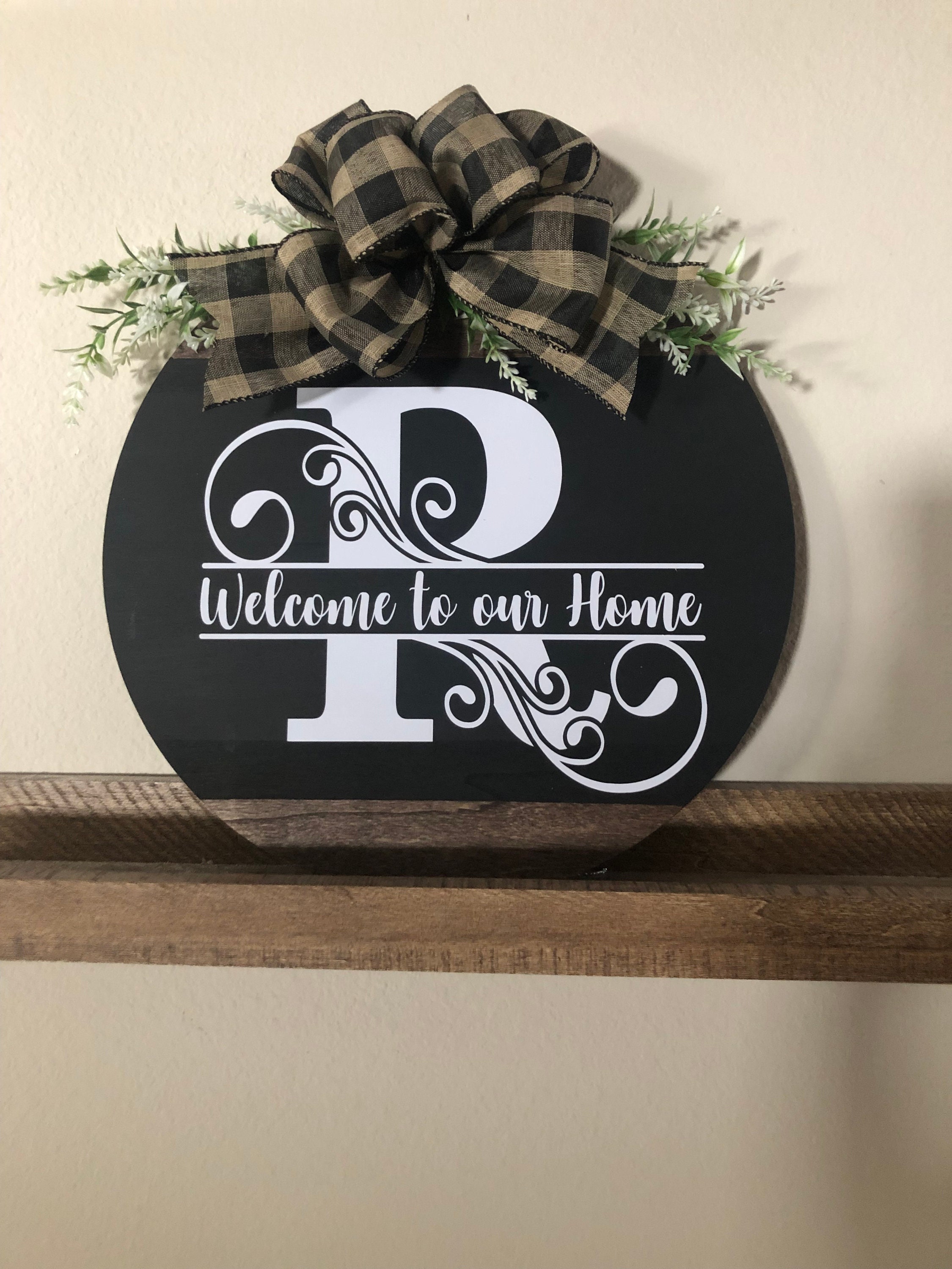 Monogram Welcome Door Sign FREE SHIPPING - Etsy