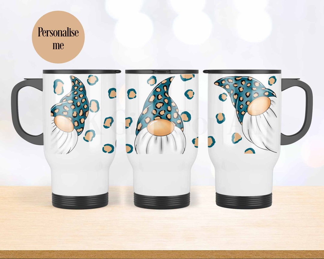 Teal Gonk Travel Mug, Personalised Hot Drink Cup, Female Travel Mug ...