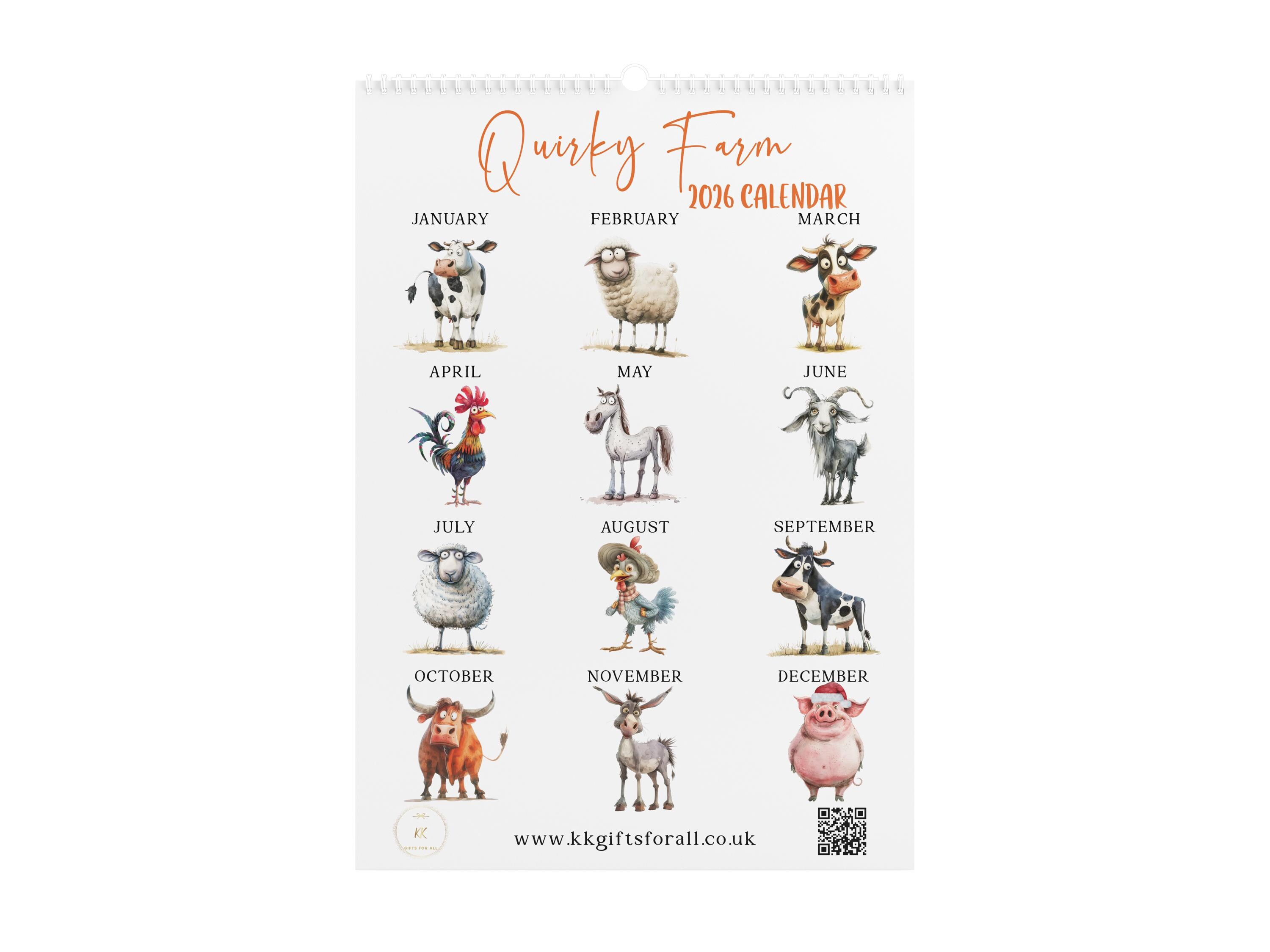 2026 Quirky Farm Animal Calendar, Whimsical Home & Office Decor, A4 ...
