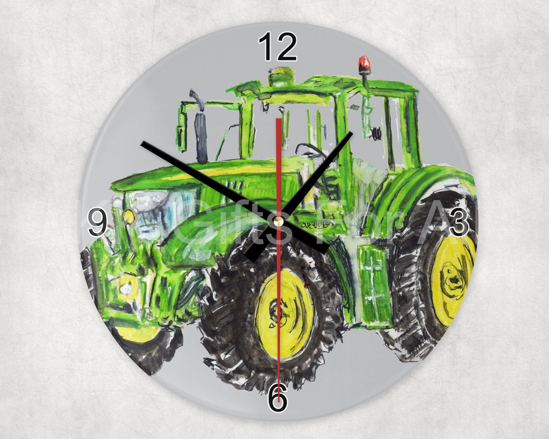 Farm Tractor Glass Clock, Farmhouse Wall Clock, Gift for Farmer, Father ...