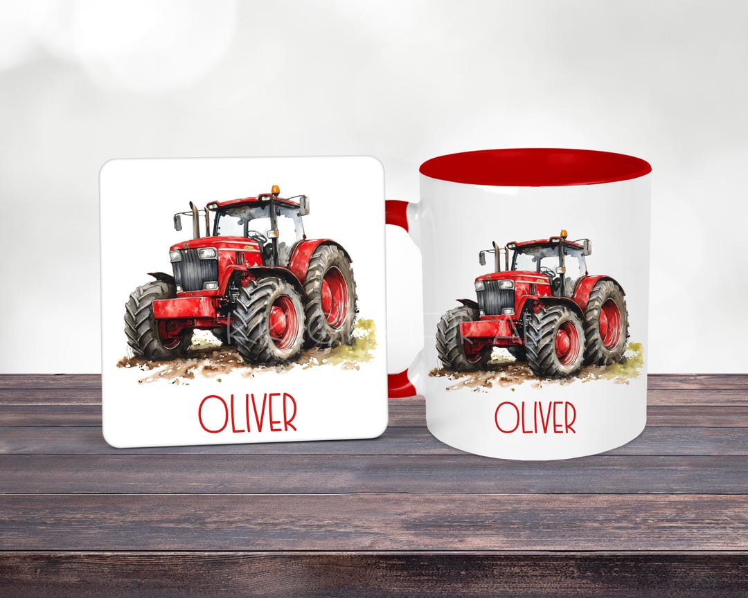 Personalised Red Tractor Mug & Coaster, Farmer Mug, Tractor Lover ...