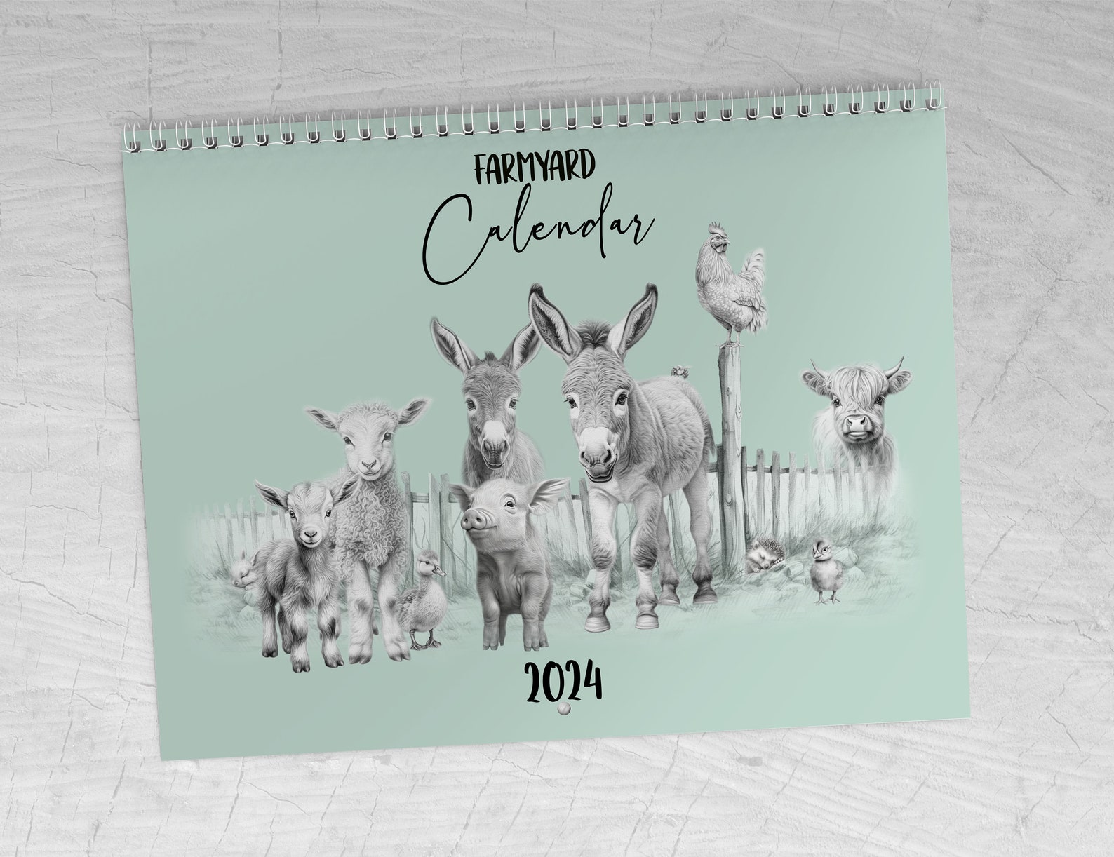 2024 Farmyard Calendar, Farm Animal 2024 Calendar, Cute Animal Wall ...