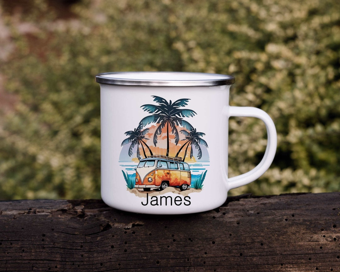Enamel Metal Camping Mug, Outdoor Mug, Personalised Orange Camp Mug - Etsy