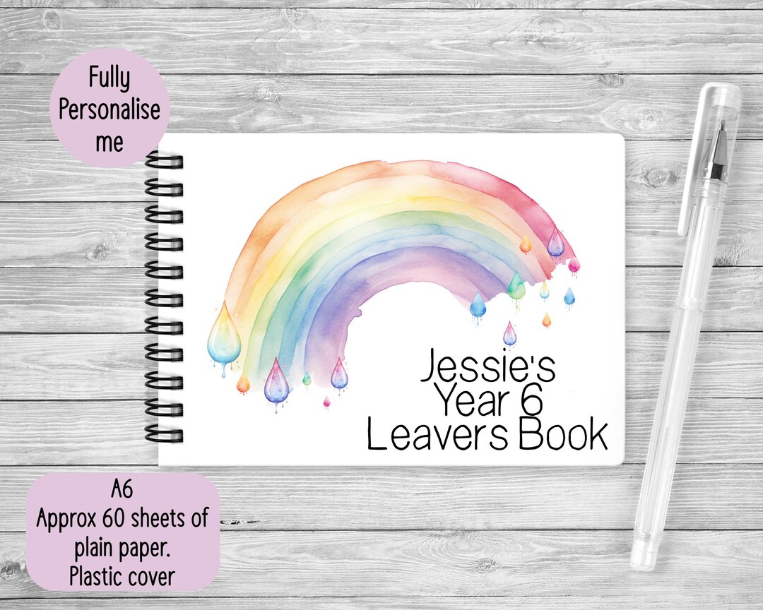 Personalised Year 6 Leavers Notebook 2025, Leavers Rainbow Memory Book ...