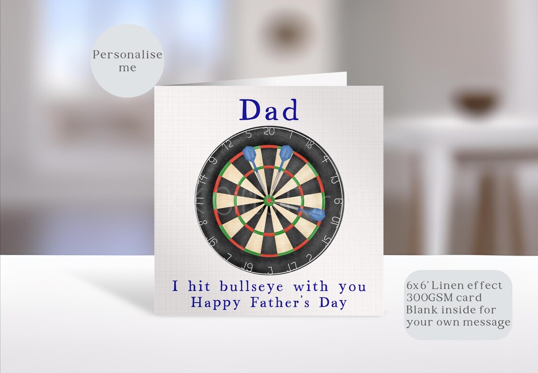 Personalised Dart's Father's Day Card, Dart's Dad Daddy Grandad Gramps ...
