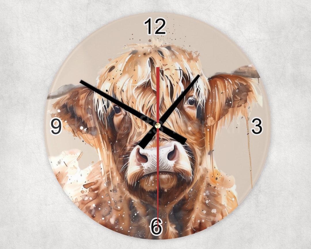 Highland Cow Glass Clock, Wall Clock, Highland Cow Gifts, Farmhouse ...