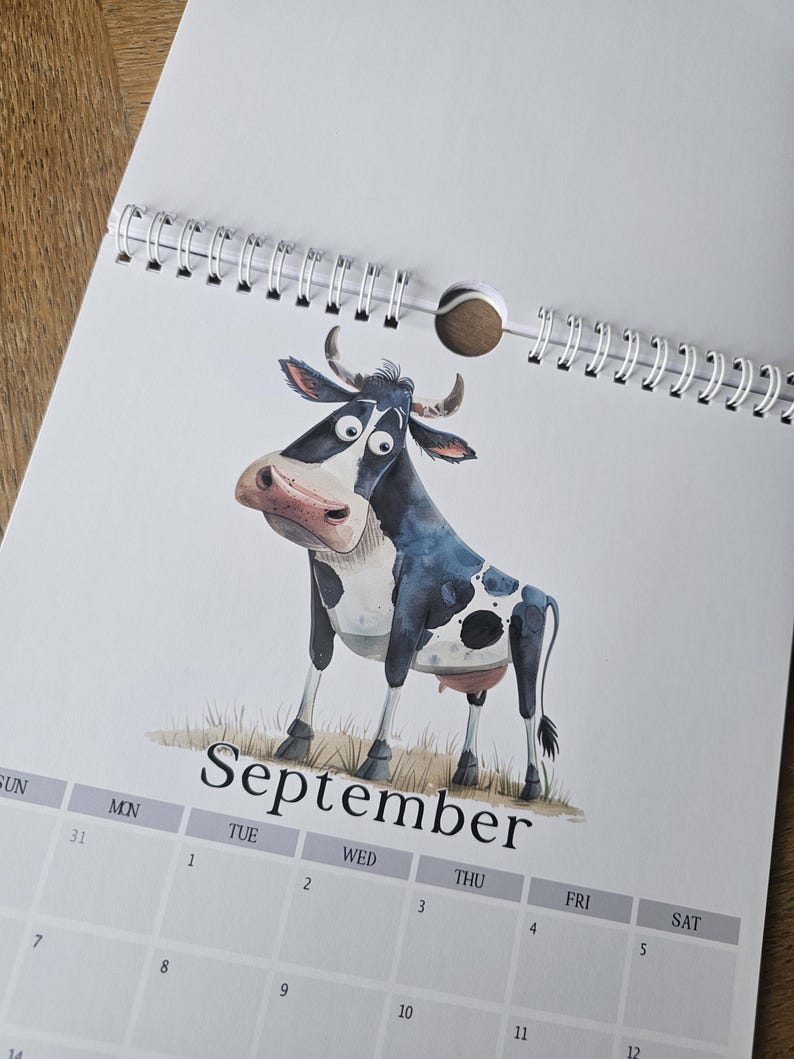 2026 Quirky Farm Animal Calendar, Whimsical Home & Office Decor, A4 ...