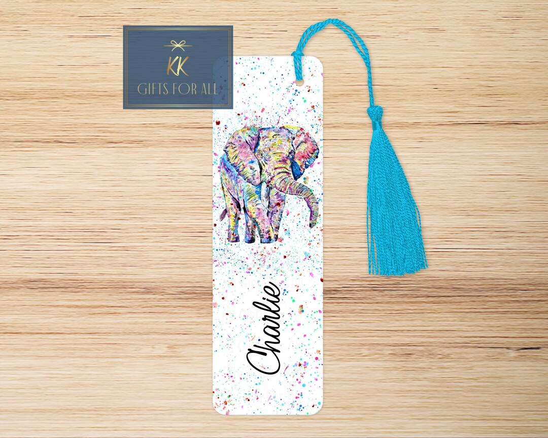 Personalised Rainbow Elephant Bookmark Elephant Reading Gift Letterbox ...