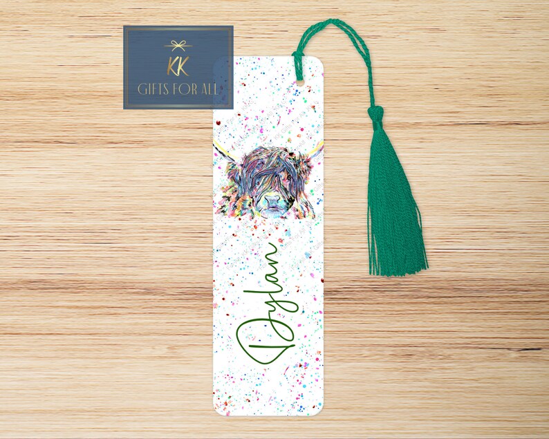 Highland Cow Bookmark Personalised Bookmark Rainbow - Etsy
