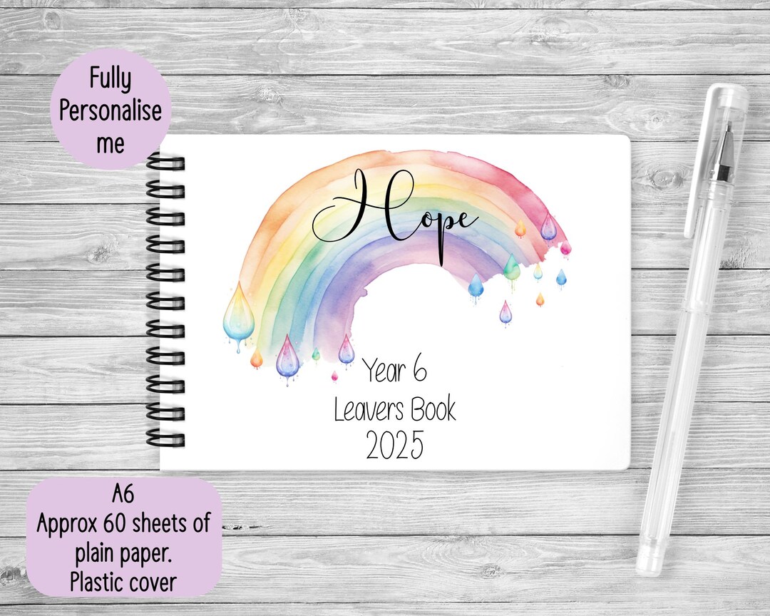 Personalised Year 6 Leavers Book 2025 – Custom Rainbow Memory Journal ...