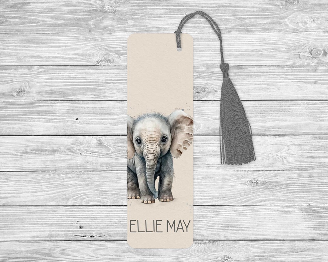 Personalised Elephant Bookmark, Safari Elephant Bookmark, Cute Baby ...